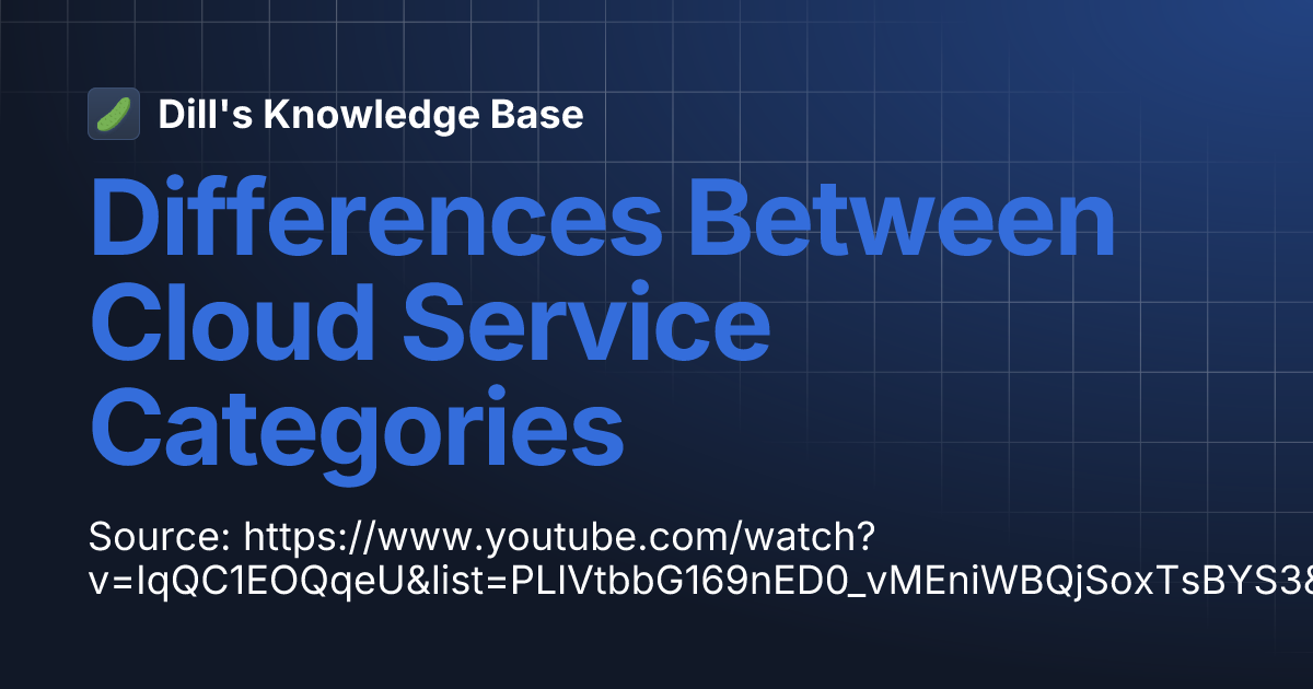 Differences Between Cloud Service Categories | Dill's Knowledge Base