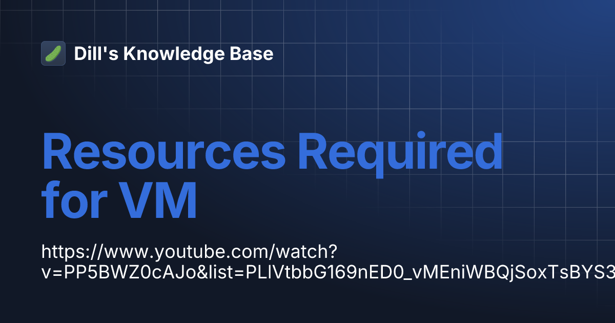 Resources Required for VM | Dill's Knowledge Base