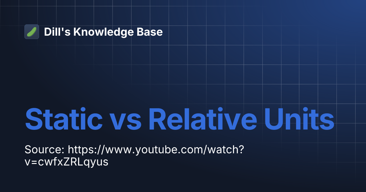 Static vs Relative Units | Dill's Knowledge Base